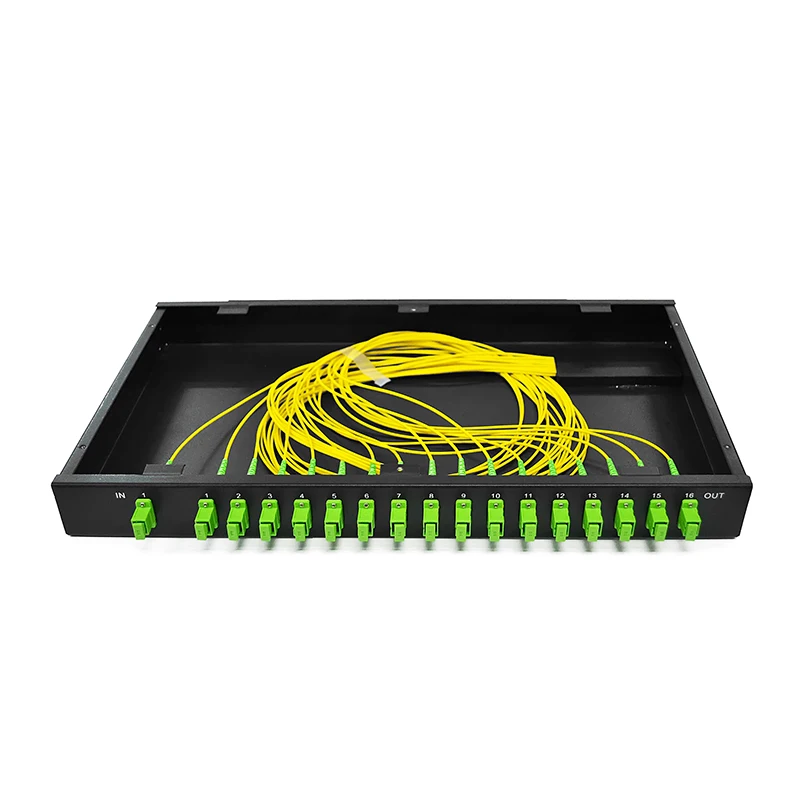1U 19" Fiber Optic PLC Splitter - 1x16 Rack Mount Patch Panel
