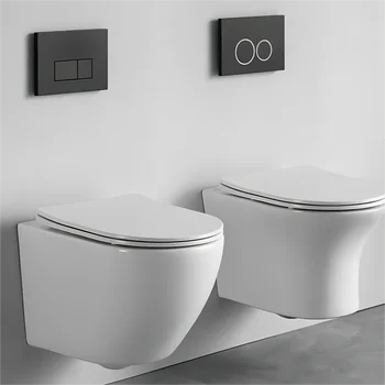 Standard Ceramic Wall-hung Open-rimless Washdown Toilet Elongated One ...