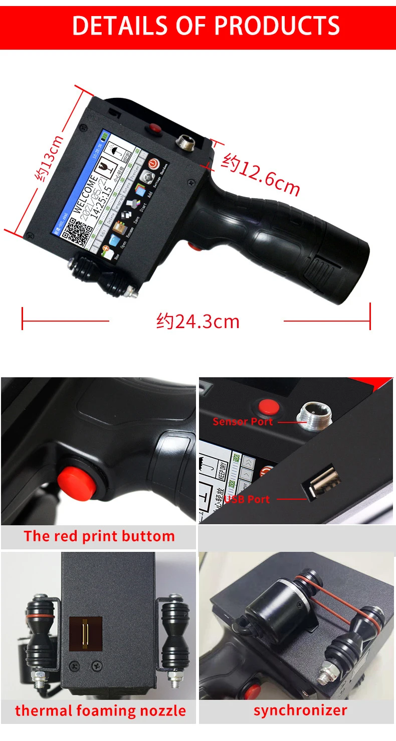 600dpi Handheld Expire Date Barcode Labeling Printer Machine Inkjet ...
