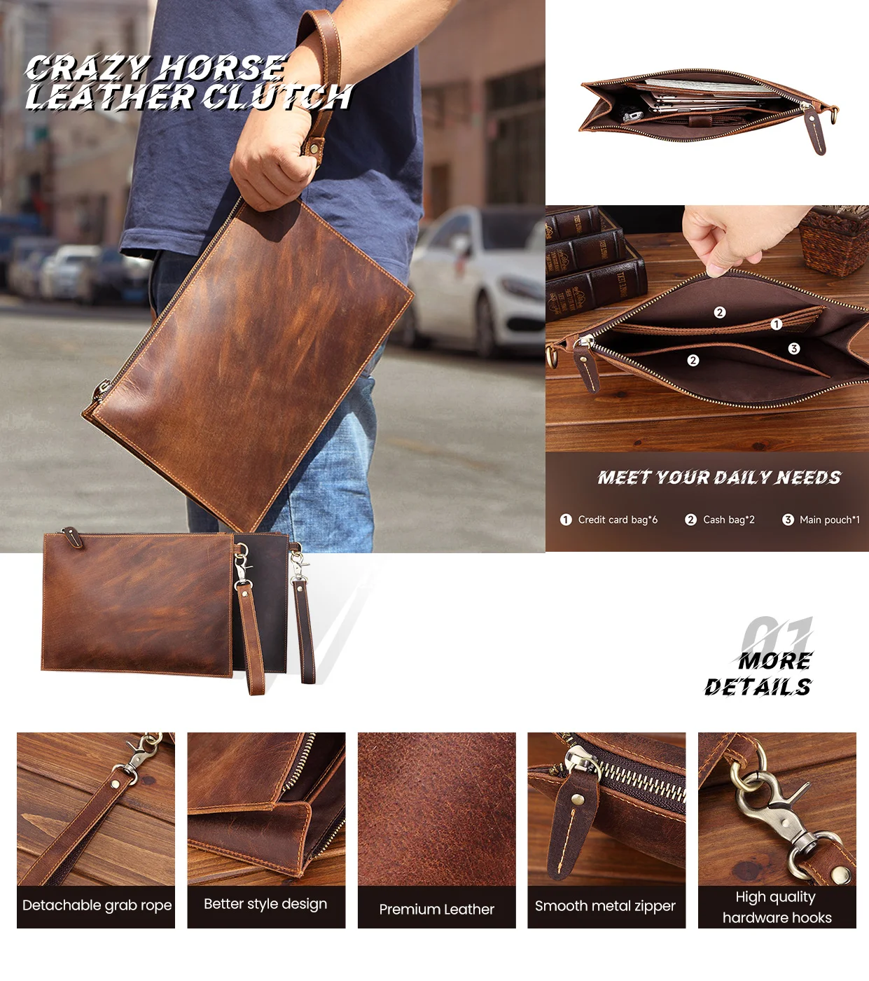 Wholesale Custom Hand Bag Long Multi-functional Zipper Slim Pu Leather ...