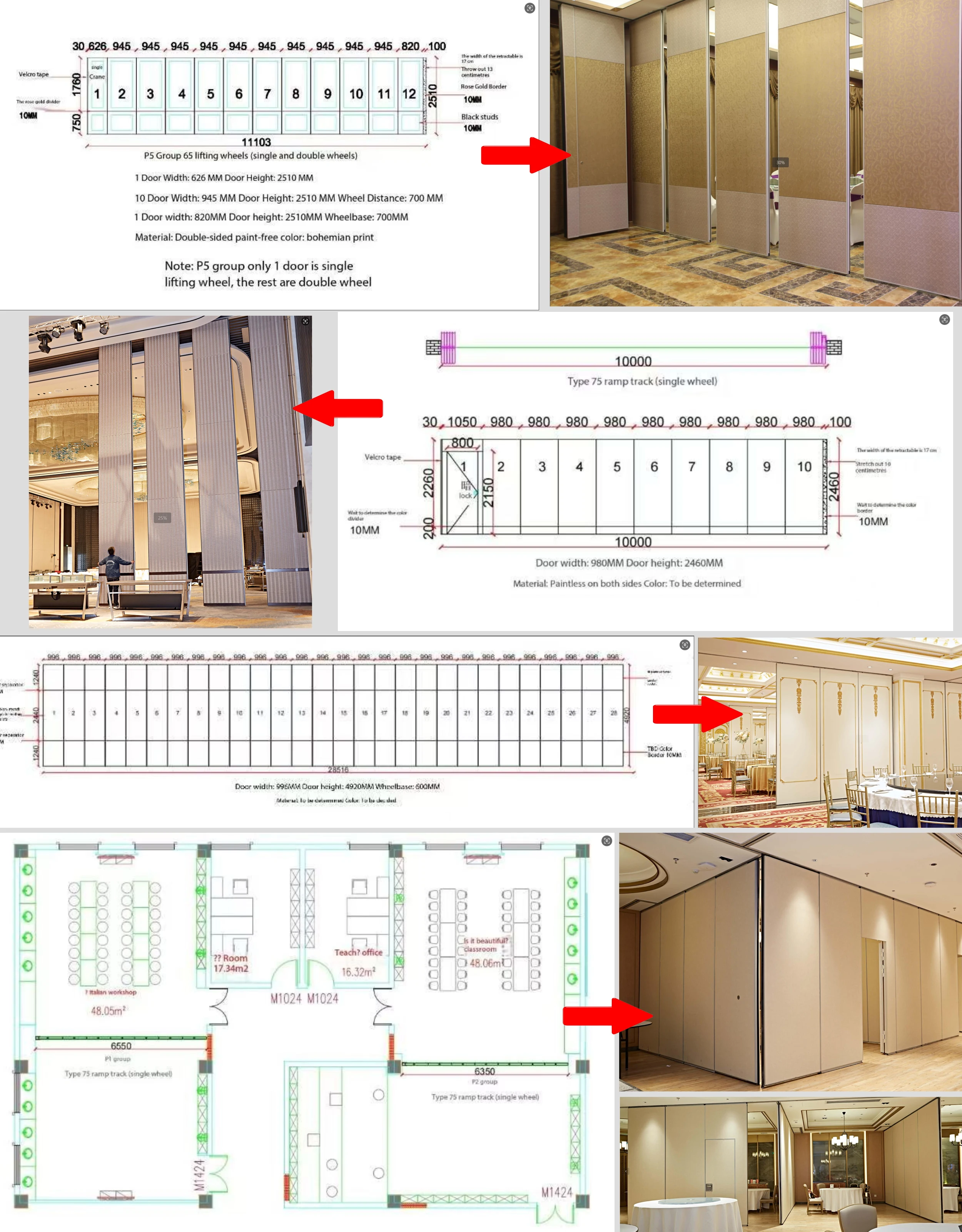 Modern Design Movable Partition Wall Panel Aluminum Alloy Frame Durable ...