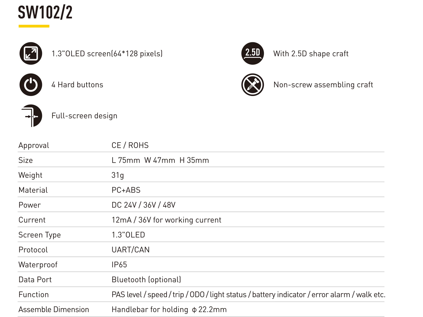 Electric Bike Color Displayoled Display For Digitech 24v 36v 48v ...