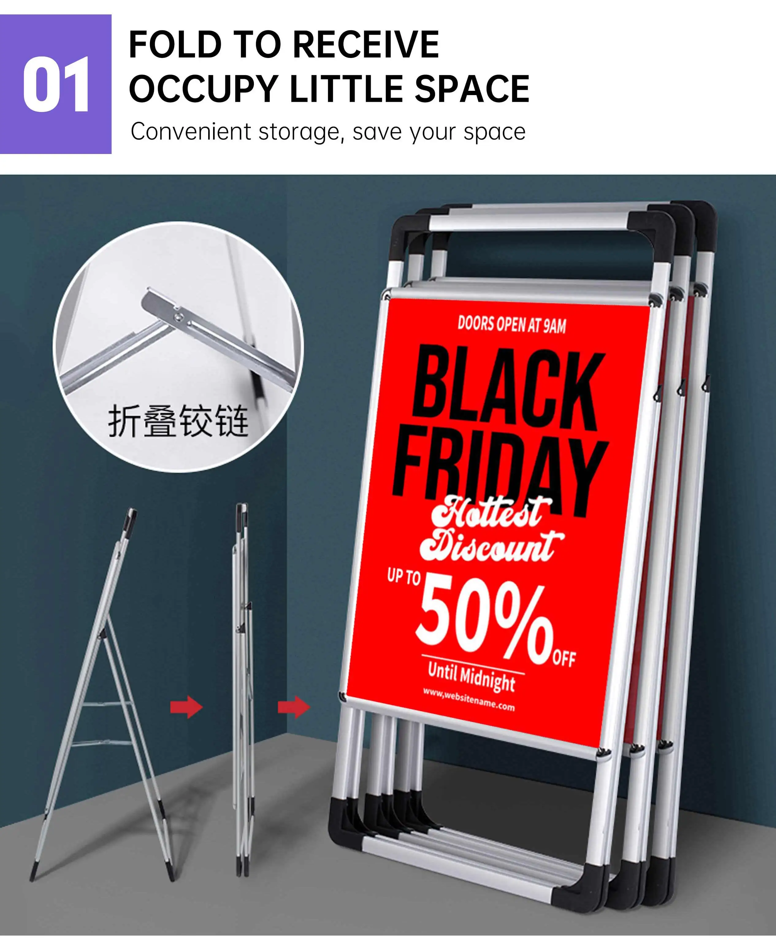 Factory Custom A Frame Aluminum Display Stands Hand Carried Sign ...