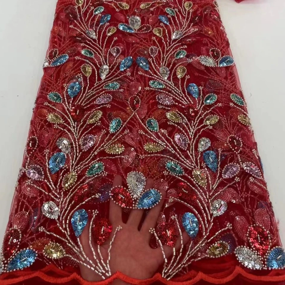 Southeast Asian Heavy Industry Bead Tube Embroidered Lace Fabric High ...