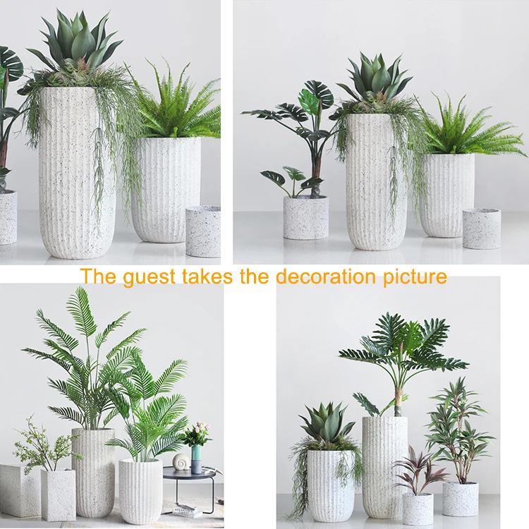 Nordic Simple Style Garden Concrete Planter Pot Floor Large Fiberglass ...