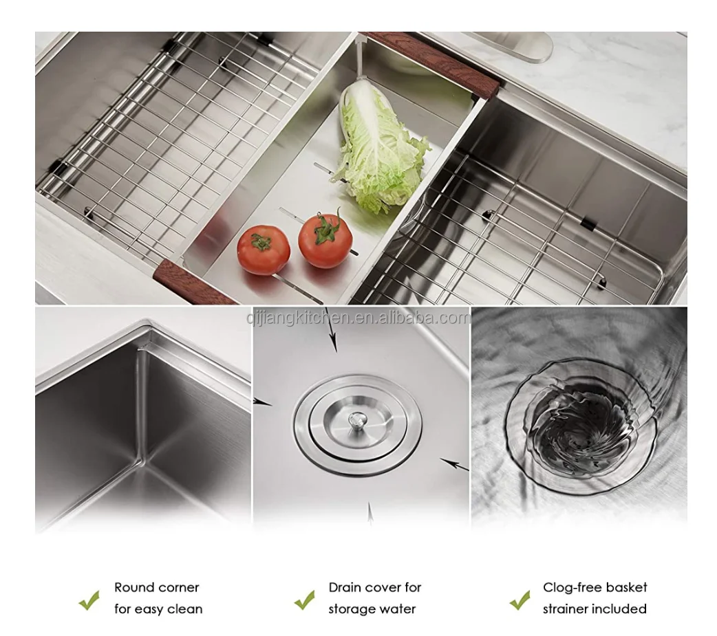 Matte Black Stainless Steel Topmount Workstation Sink 27 Inch Black ...