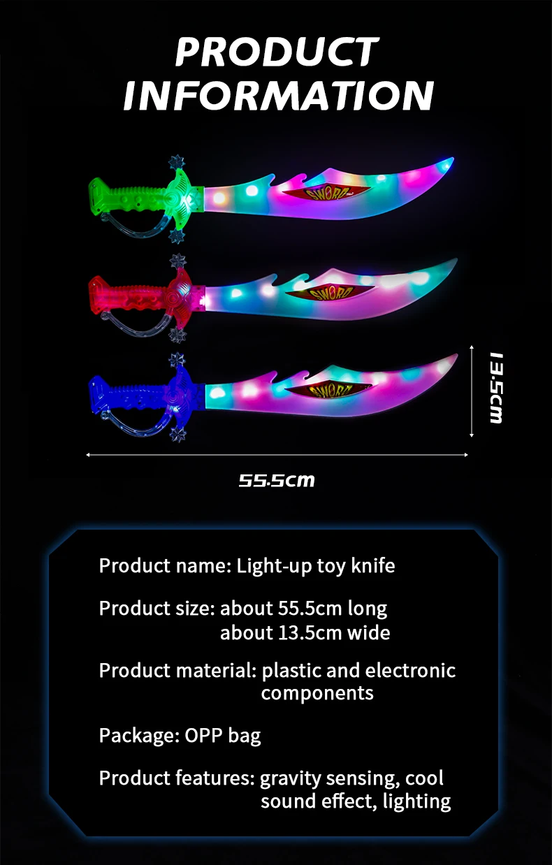 Luminous Sword Induction Flash Spray Painted Sword Shark Knife Children ...