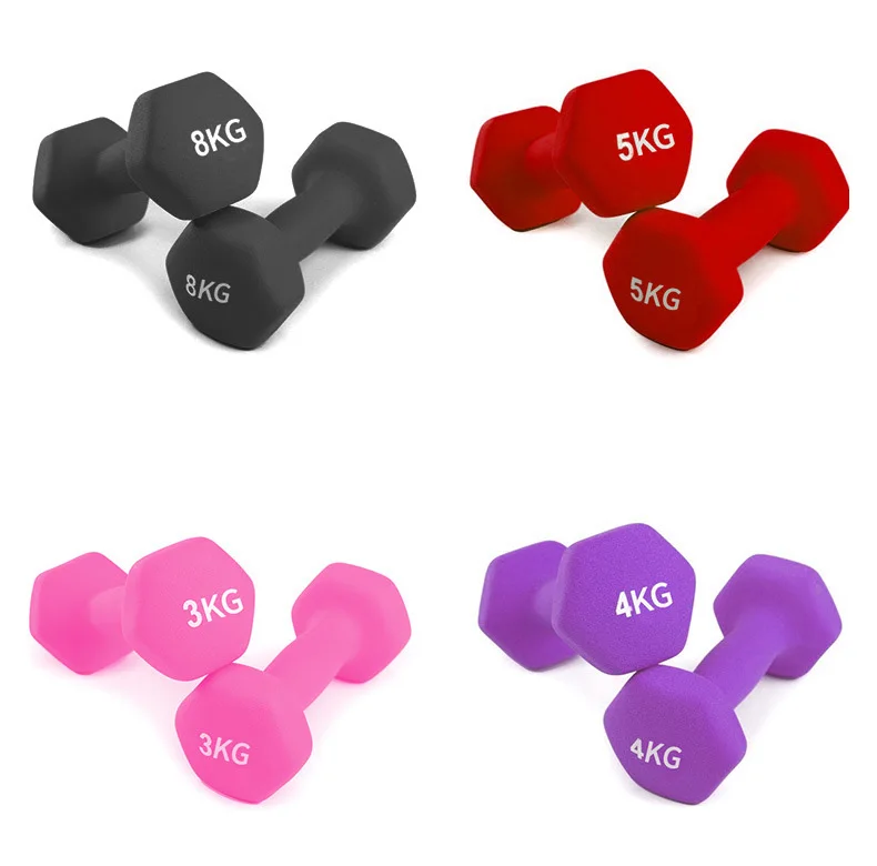 Multicolor Neoprene Coated Hex Dumbbell Set 10kg for Home Gym