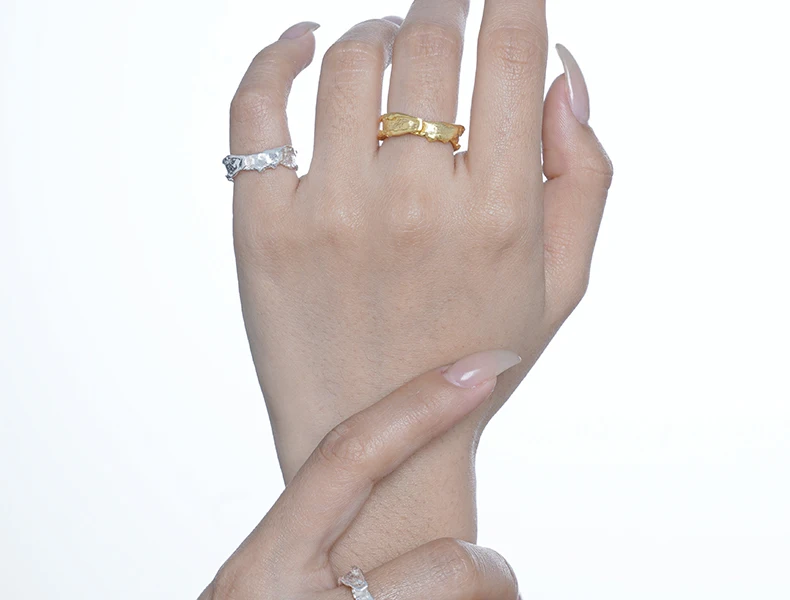 Niche Design Simple Jewelry Wrinkle Texture Ring Female Adjustable ...