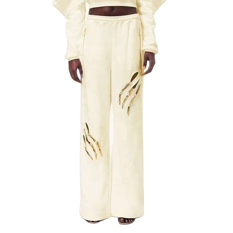 NP075 CUSTOM LOGO New Fashion Diamond Panting Casual Solid Color Loose ...