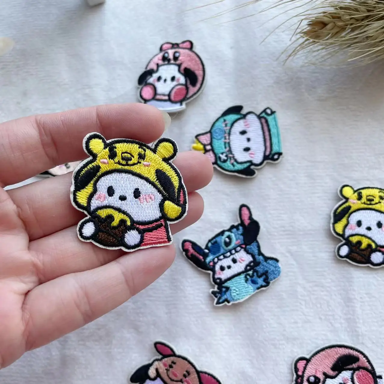 Cartoon Cute Pochacco Stitch Kirby Patch Embroidery Sticker For Hat Bag ...