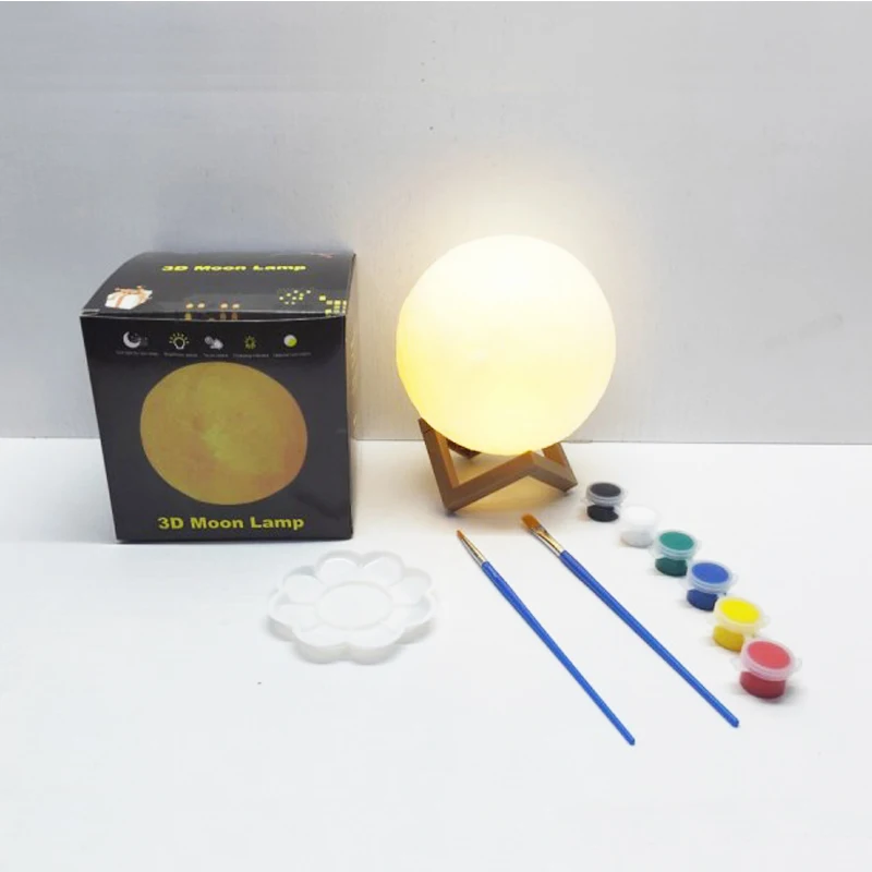 Paint Your Own Moon Lamp Kit Diy 3d Moon Night Light Crafts Kit Art ...