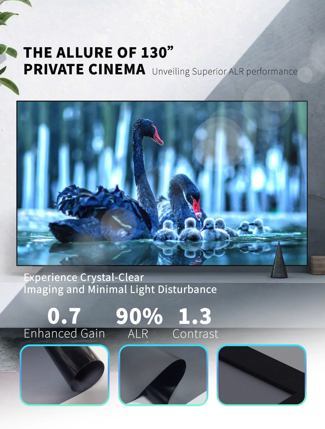 Wupro 130" Seamless Premium BSP PET ALR Projection Screen