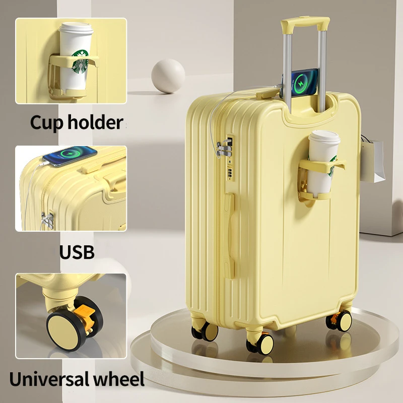 Multi-functional Fashion Luggage With Water Cup Holder Usb Interface ...
