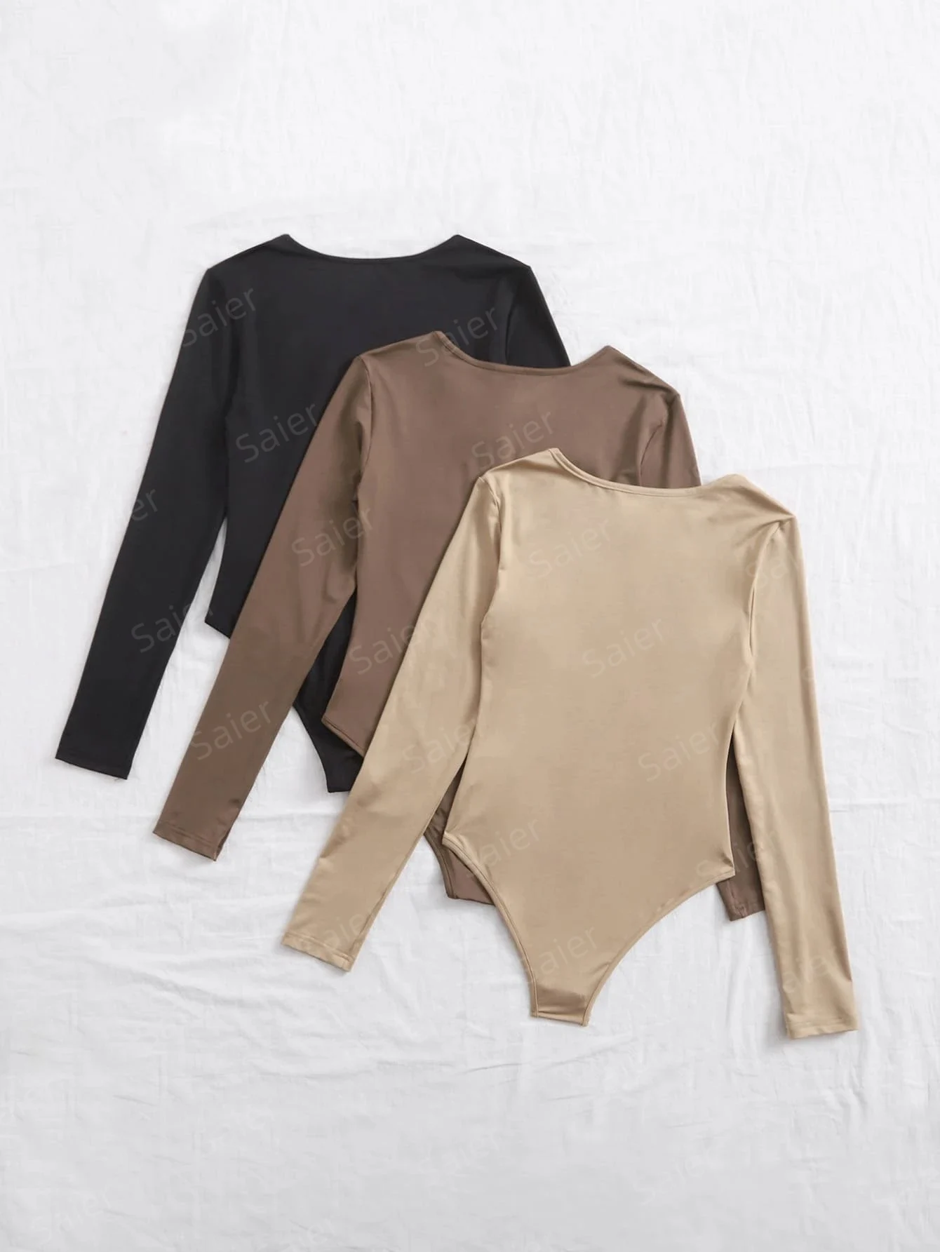 Women Skinny Solid Color Bodysuits For Women Custom Long Sleeve Women ...