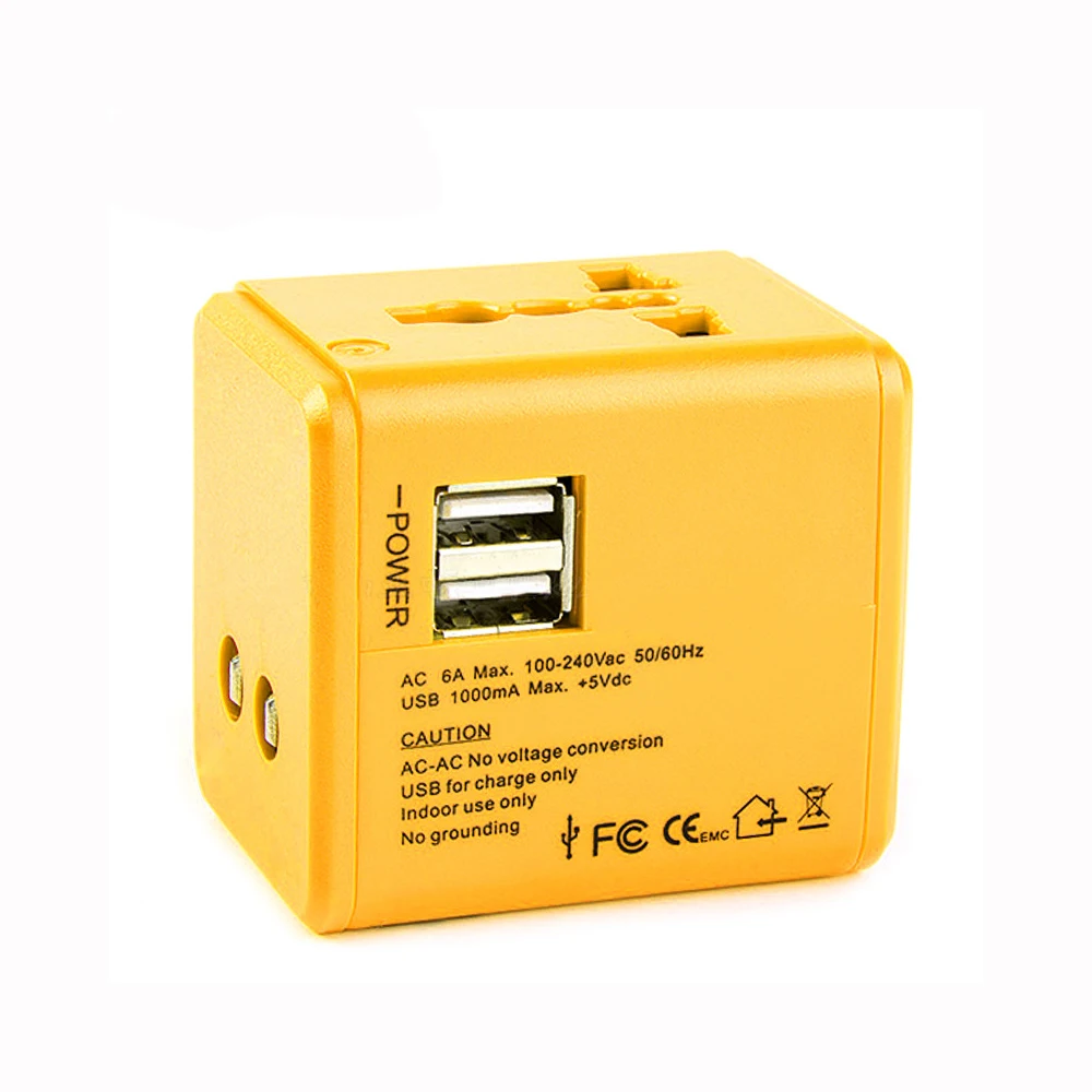 Portable World Universal Two USB Charger Adapter Socket Travel Adapter ...