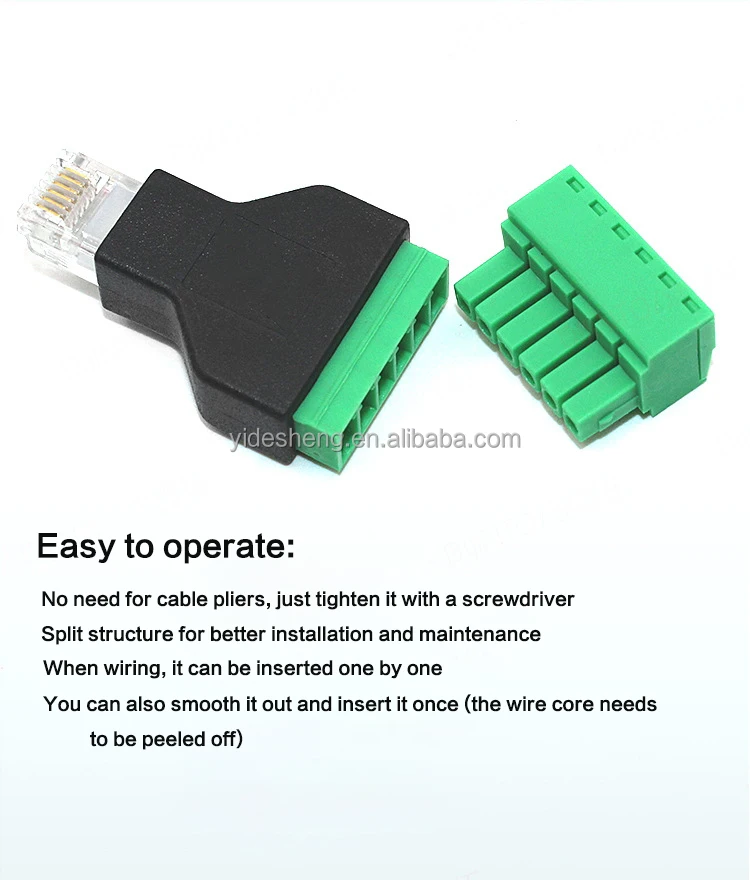 Factory Wholesale RJ12 6P6C Male to 6Pin Screw Terminal Splitter CCTV ...