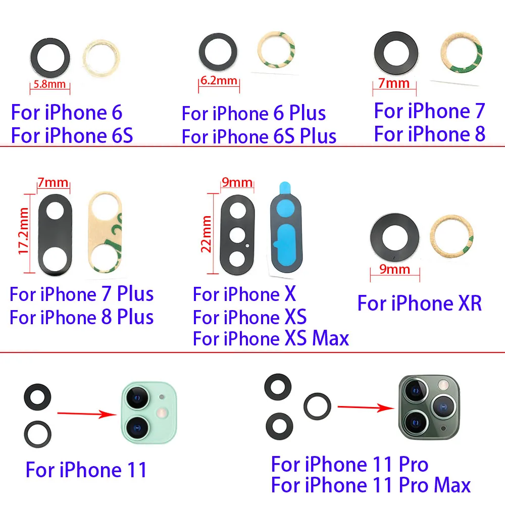 Back Rear Camera Glass Lens With Adhesive for iPhone 6 6s Plus 7 Plus 8 ...