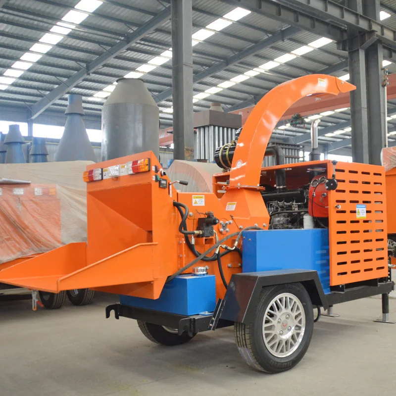 Forestry Hydraulic Self-feeding Diesel Wood Chipper Tree Branch Leaf ...
