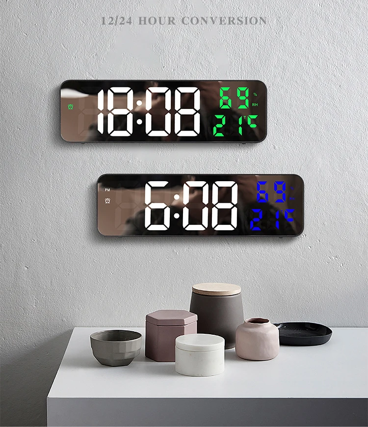 Virtue Modern Large Screen Adjustable Brightness Clock