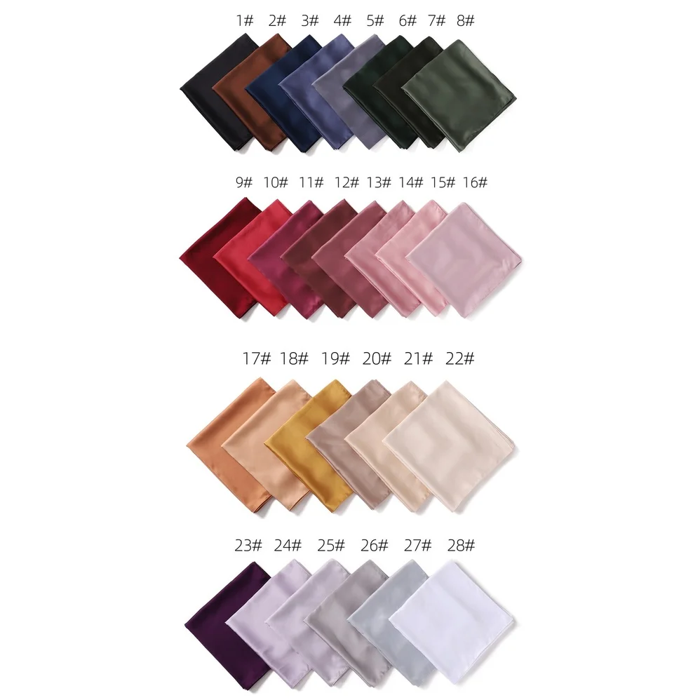 110X110 CM Square Silk Satin Hijab Scarf Women Luxury Medine Silk Veil ...