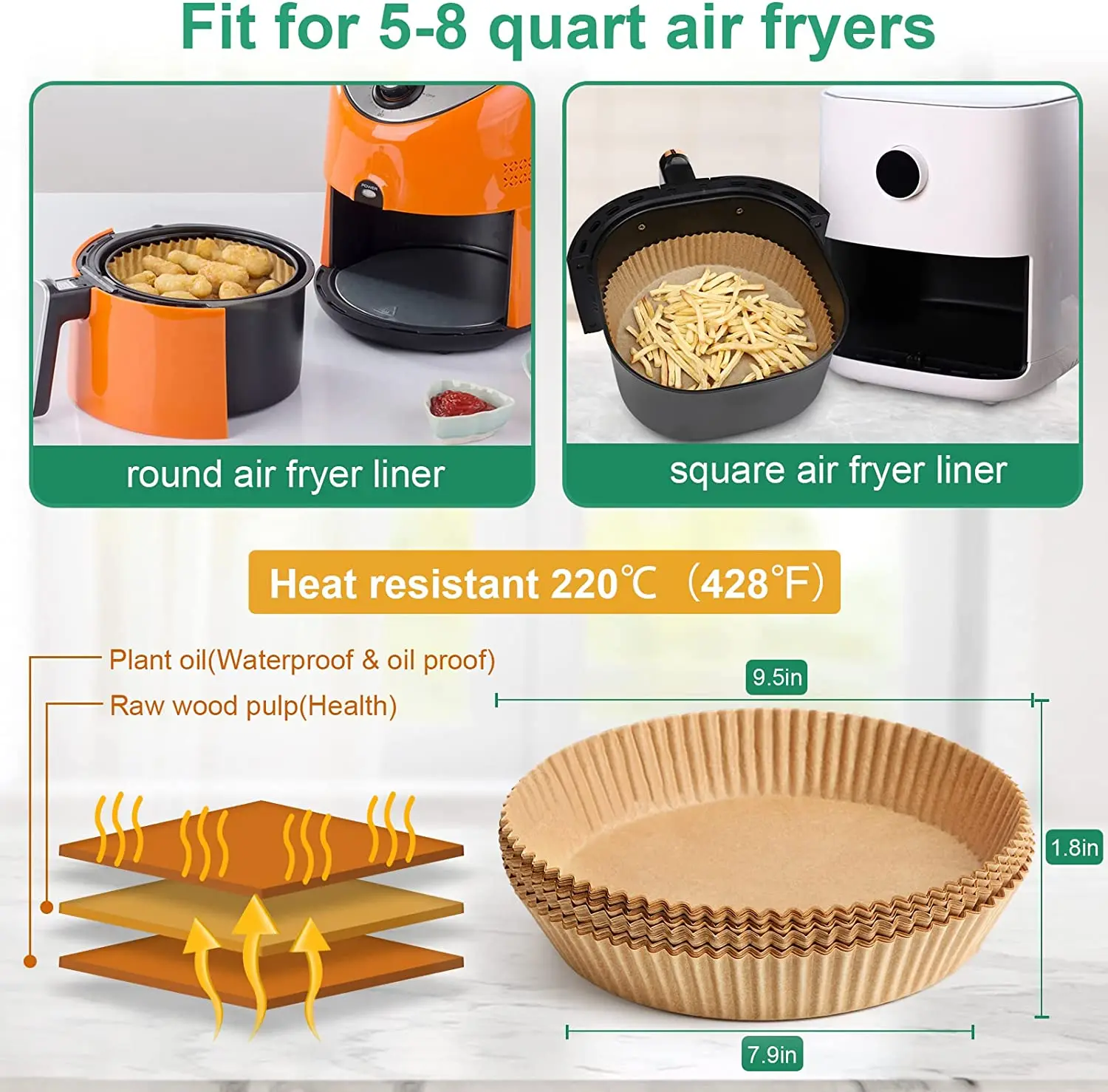 Disposable Air Fryer Paper Square Air Fryer Liner for Baking Microwaves ...