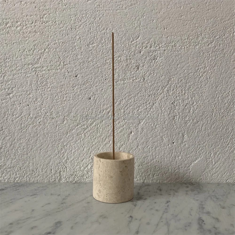 Classical Beige Travertine Cylindrical Stone Incense Block 2.5'' - Buy ...