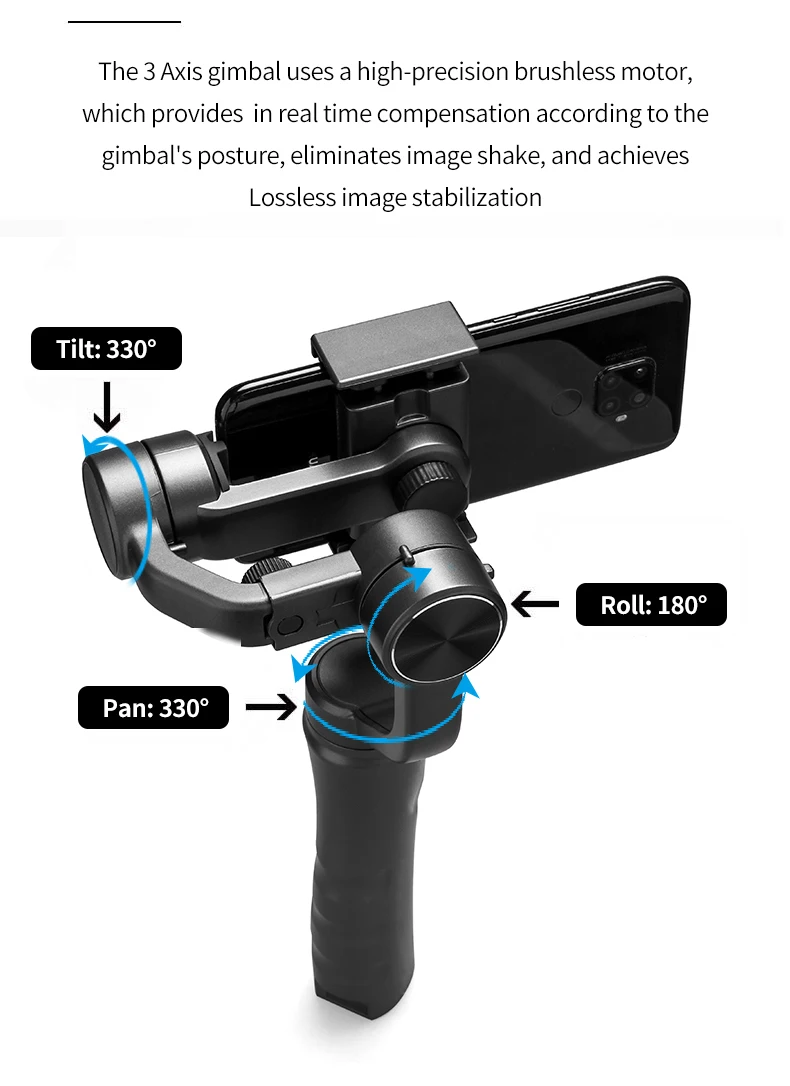 3 Axis Gimbal Handheld Smartphone Stabilizer - Mooncrown F6