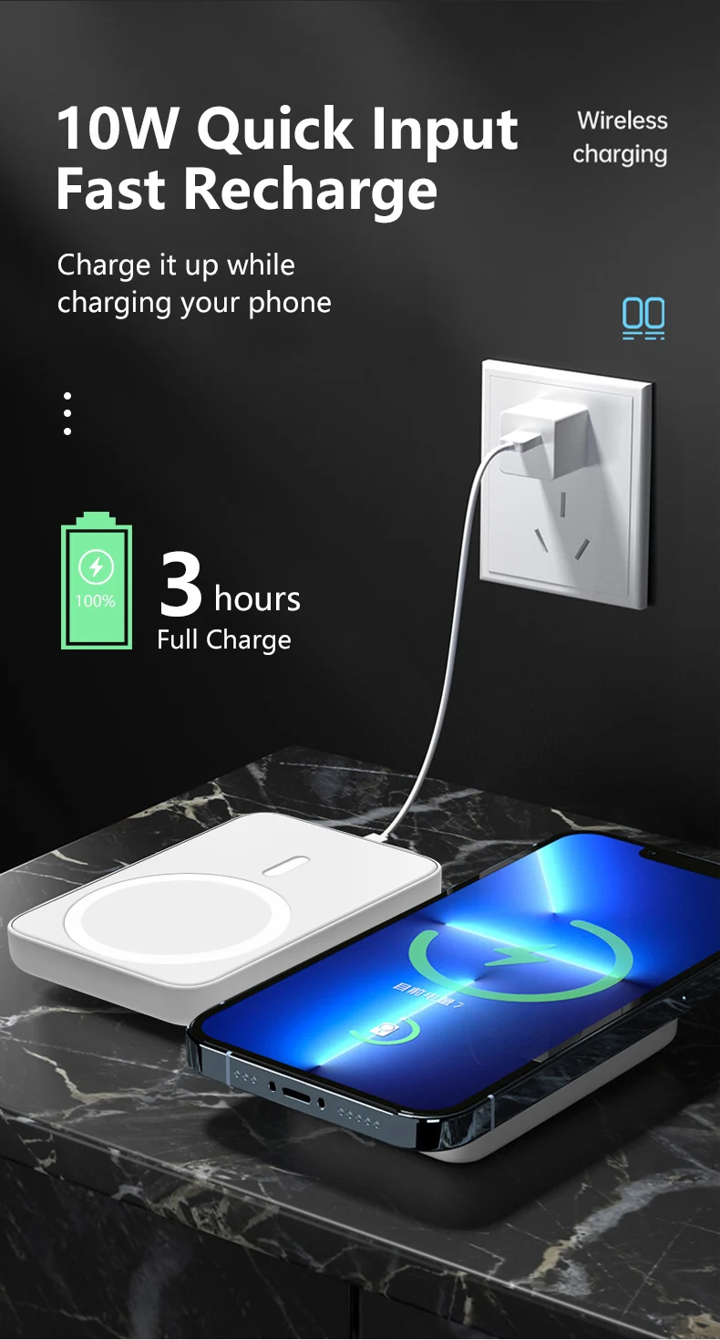 Custom Magnet Wireless Charger Powerbank 10000 Mini Magnetic Wireless ...