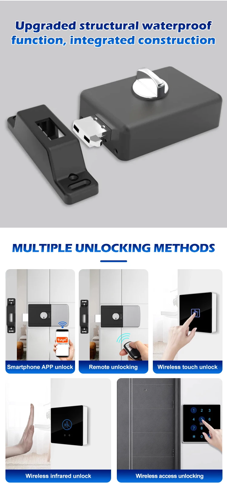 Safety Waterproof Indoor Invisible Wooden Iron Door Wireless Remote ...