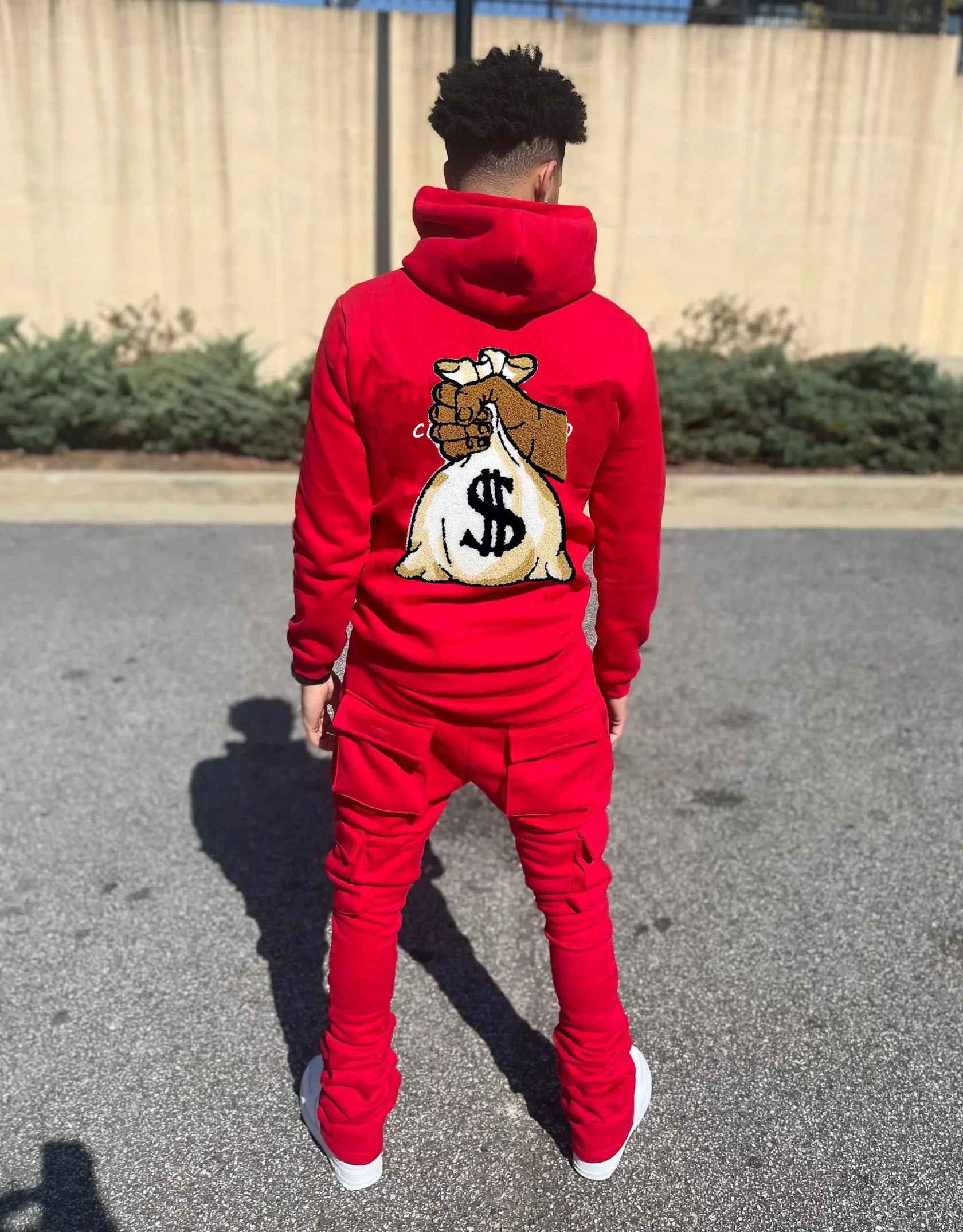 Ky New Design Street Wear Embroidery Stacked Custom Cargo Pants And ...