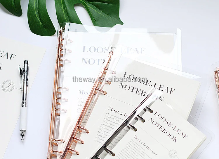 B5 Size PVC Softcover Notebook with Simple Rose Gold Spiral Binder ...
