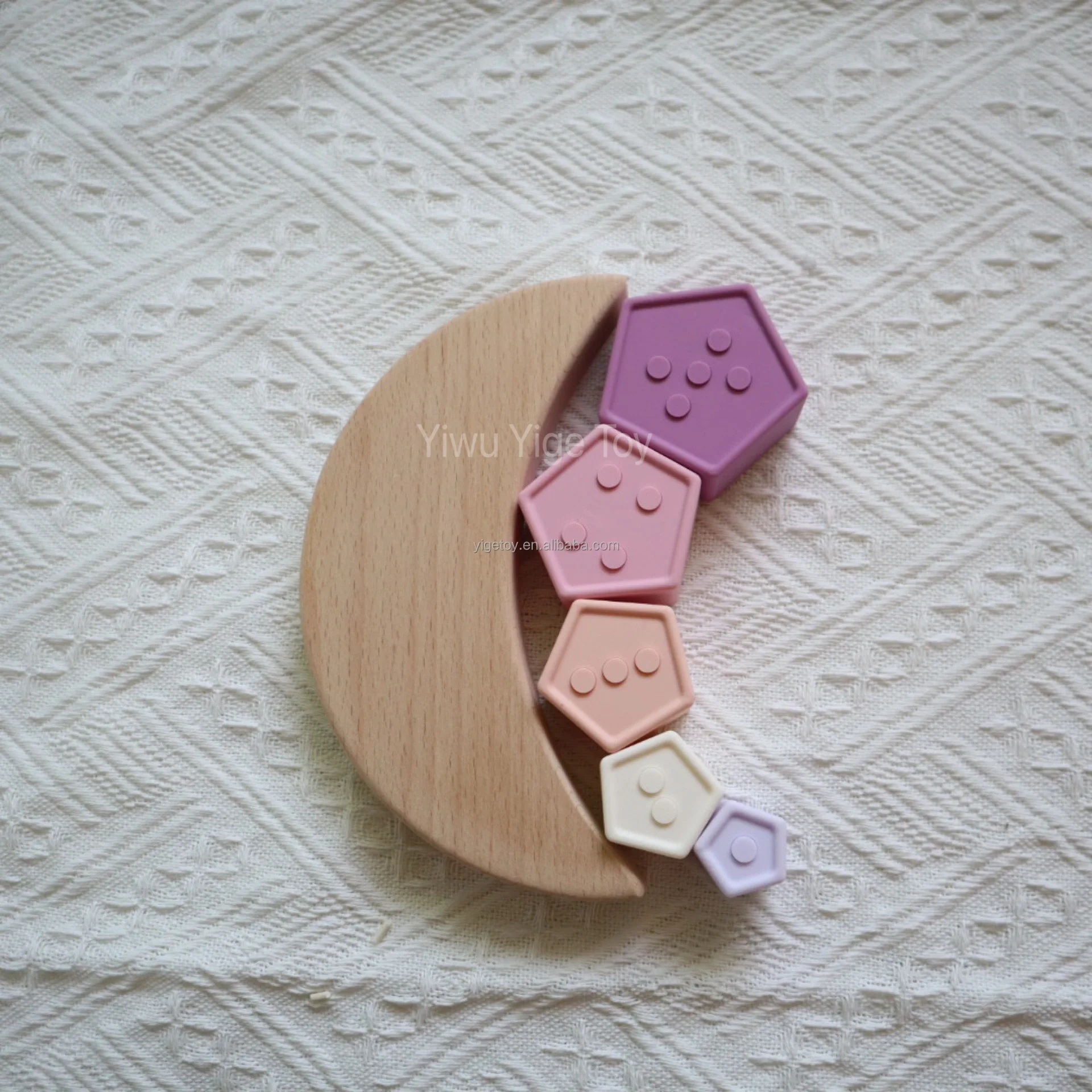 Wooden Silicone Stacker Moon Stacking Montessori Toys Moon Balance ...