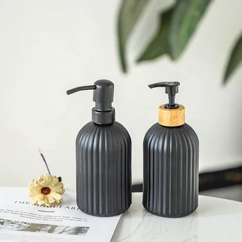 Hot Selling Hand Washing Bottle 330ml 350ml Matte Black Glass Soap ...