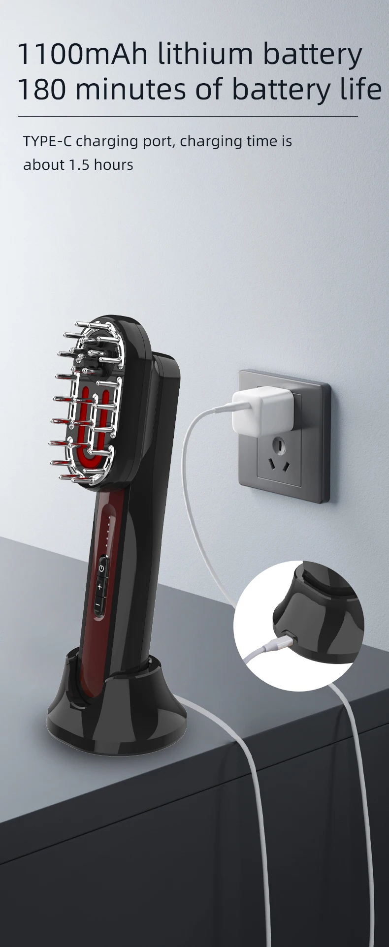 Nowcozy 2024 Ems Micro Current Meridian Electric Massage Comb With Red ...