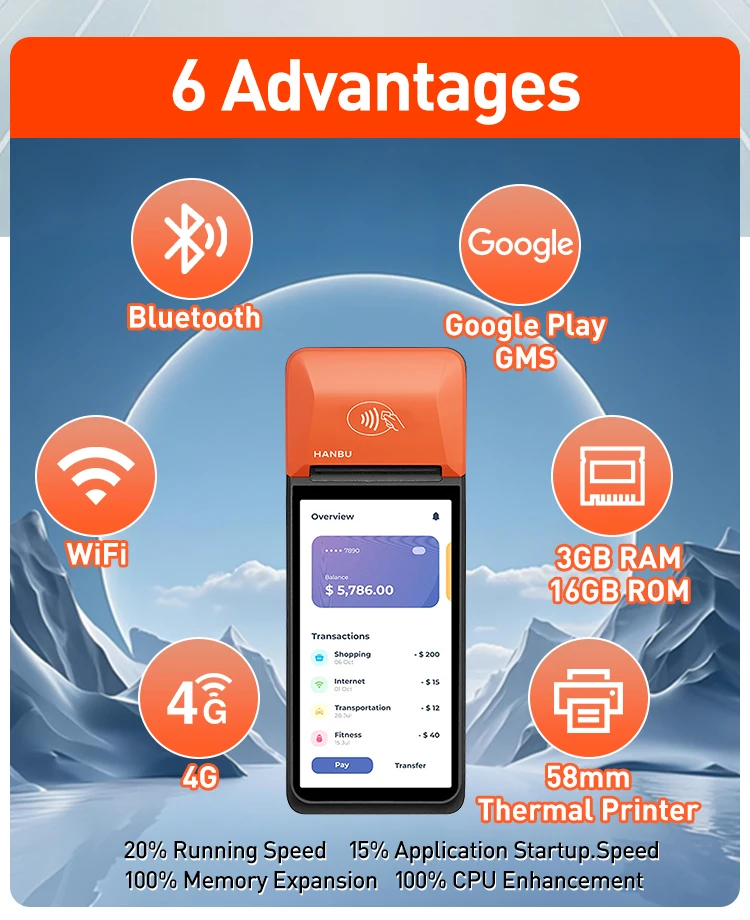Handheld Android POS Terminal - 6 Inch Touch Payment System
