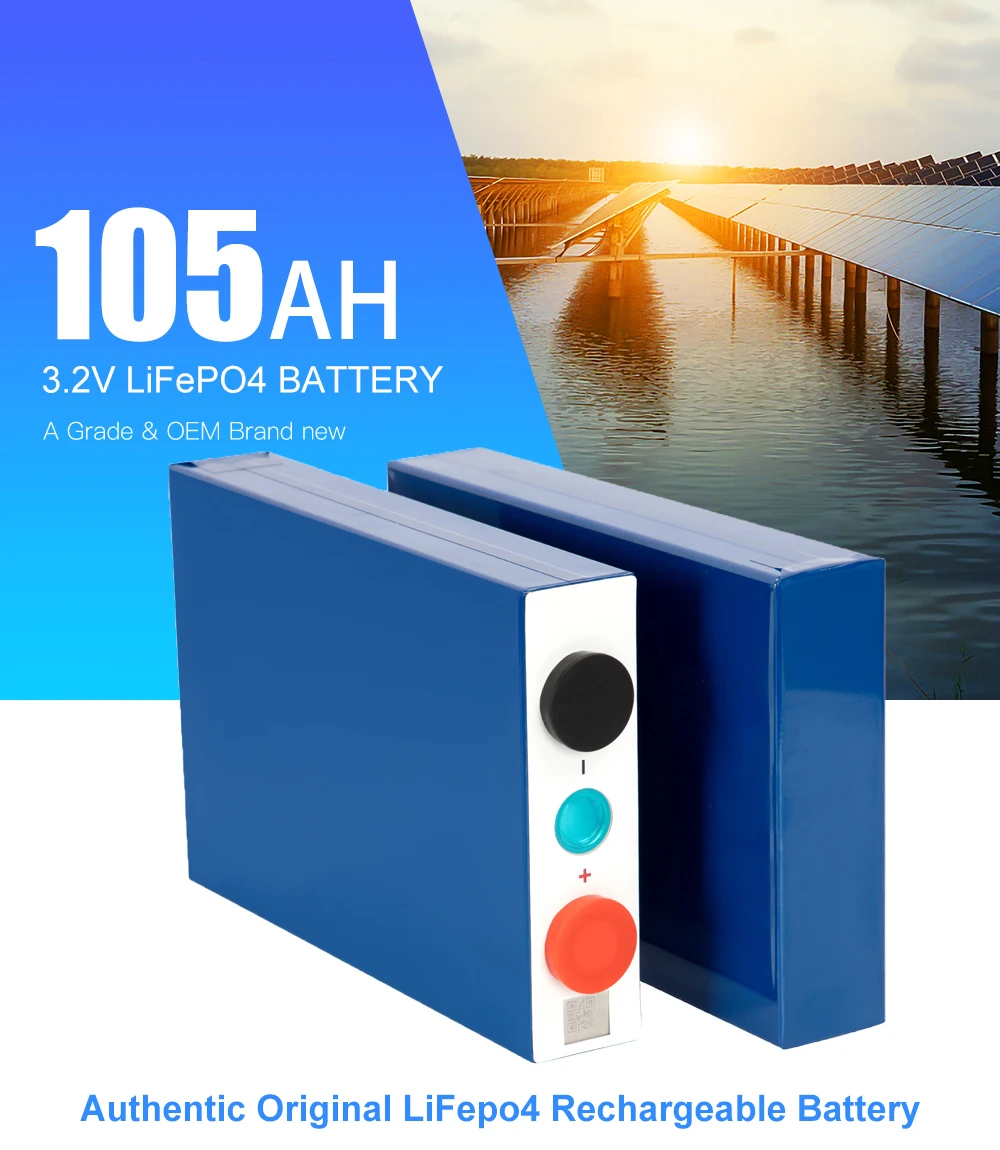 Avepower 105Ah Prismatic Solar Lithium Ion Battery Cell 3.2V LiFePO4 ...