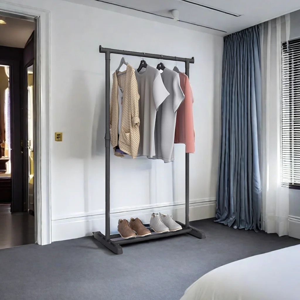 Vertical Clothes Drying Rack Metal Space Saving Shoes Living Room Cloth ...