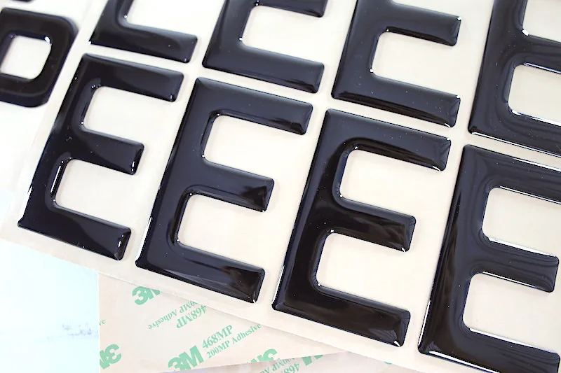 Custom 3D Epoxy Gel Letter Number Plate with 3M 468 Tape