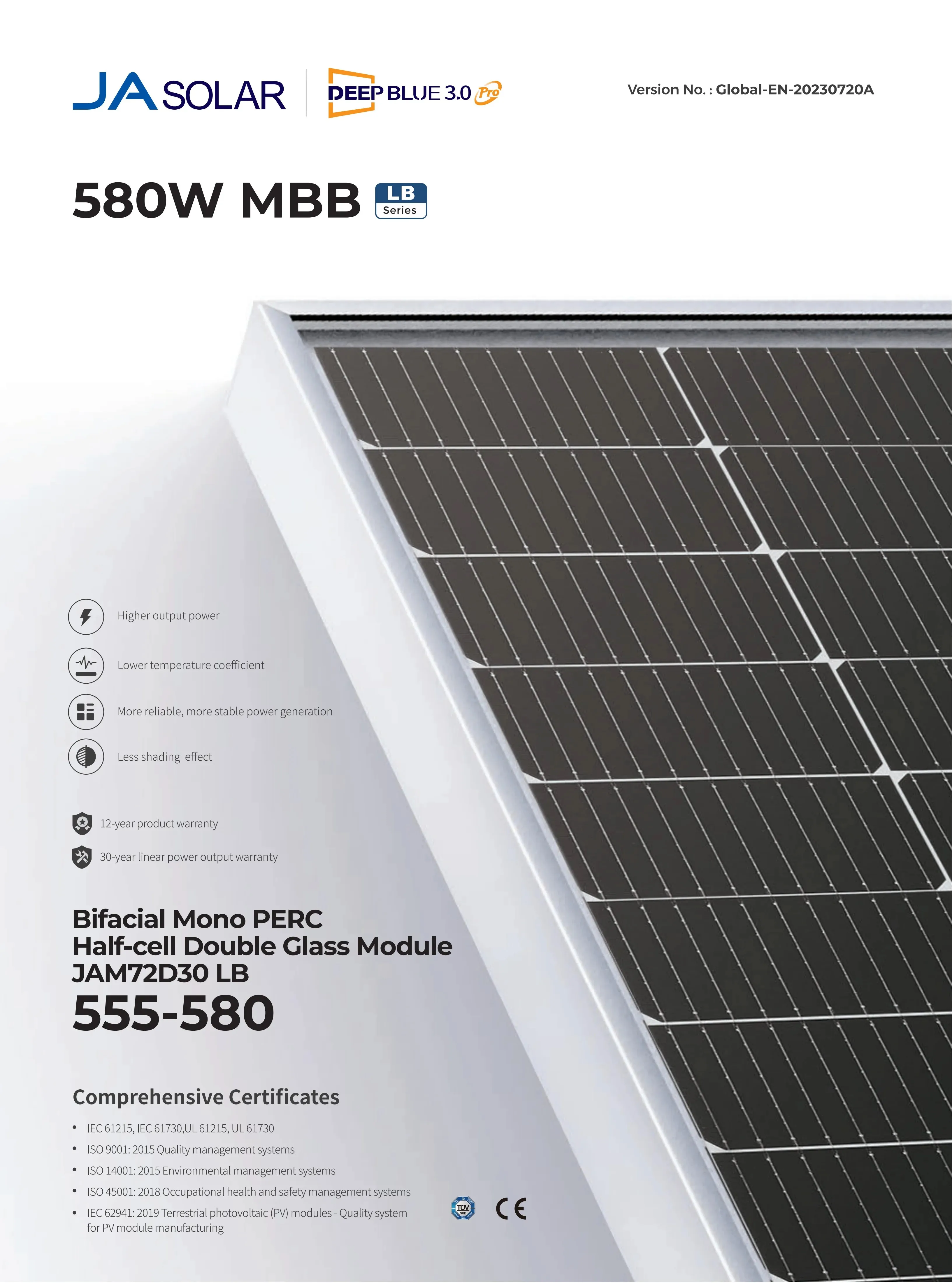 Ja Solar Lb Series Bifacial Solar Panel Double Glass 565w 560w 575w ...