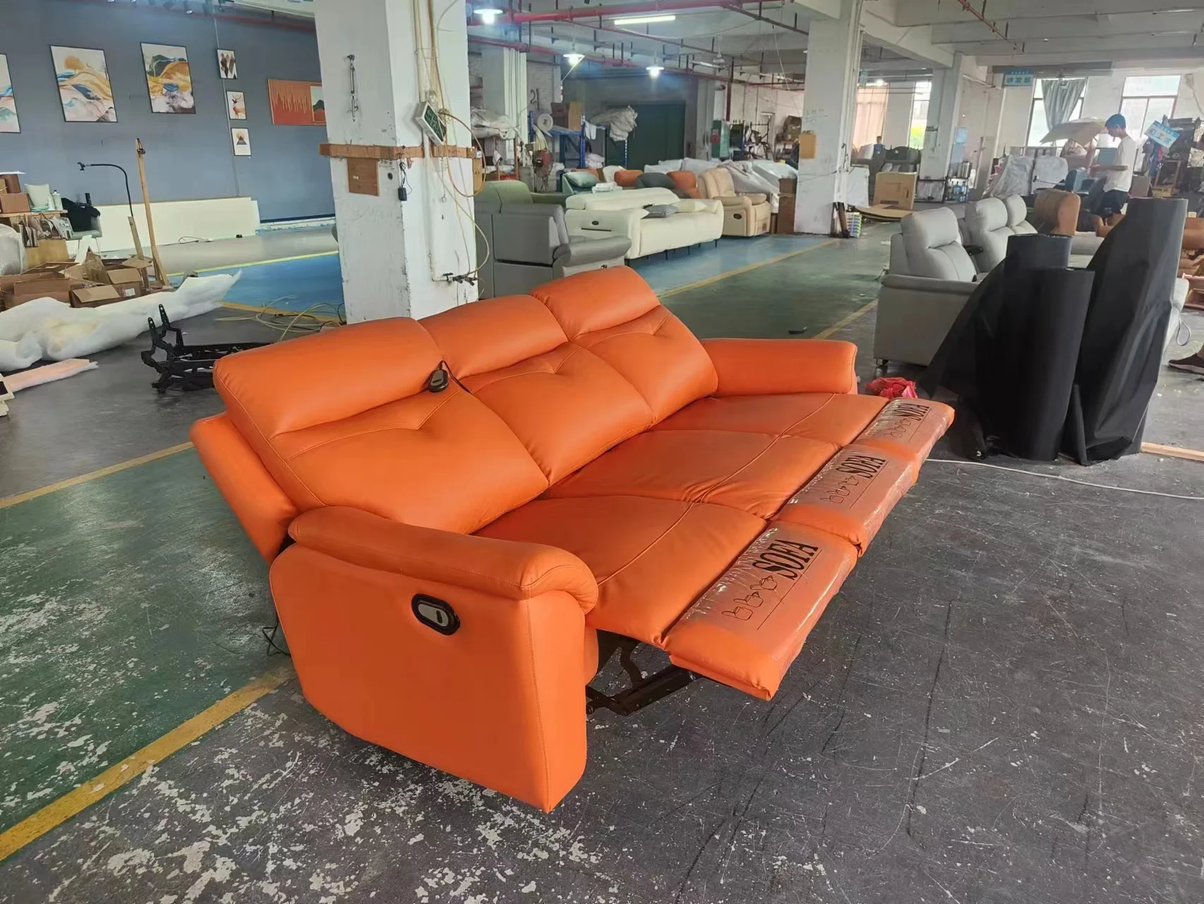 2024 Luxury Fabric Living Room Home Theater Cinema Recliner Sofa With Console and Cupholder ...