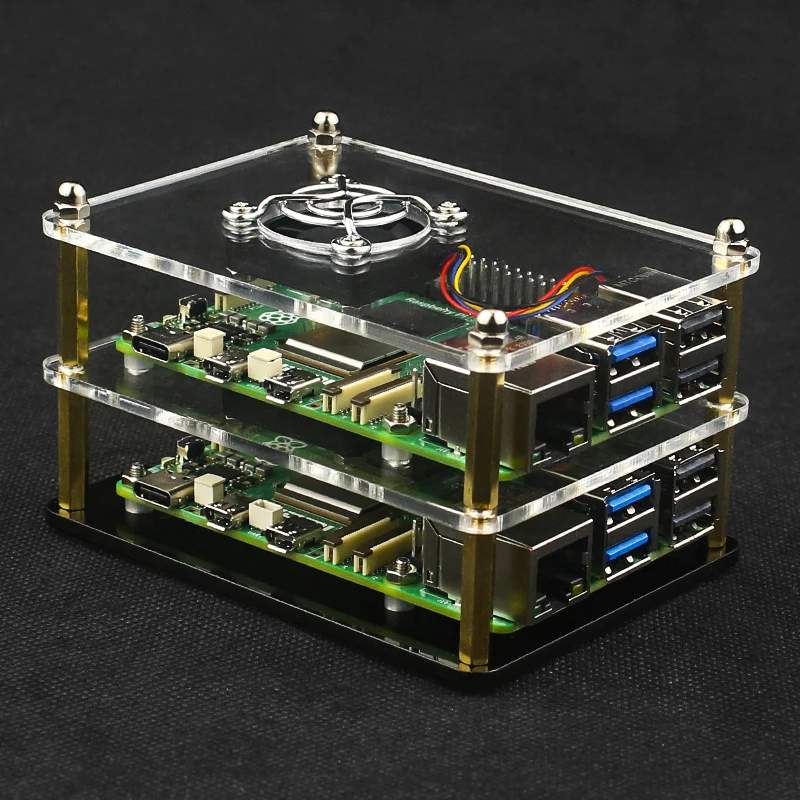 Raspberry Pi 5 Cluster Case - Transparent Acrylic Shell