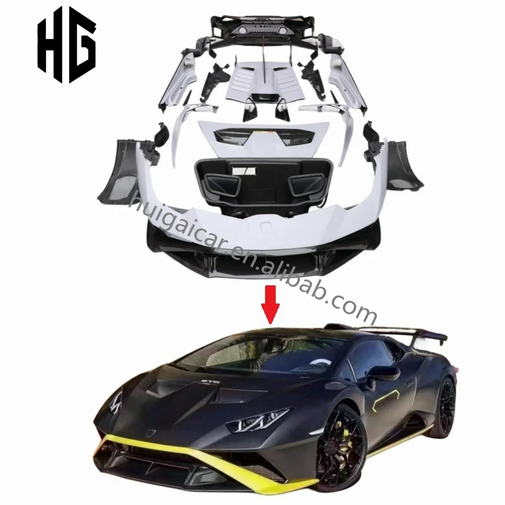 HG Dry Carbon Fiber Bumper Fenders Rear Spoiler Engine Bonnet Cover ...