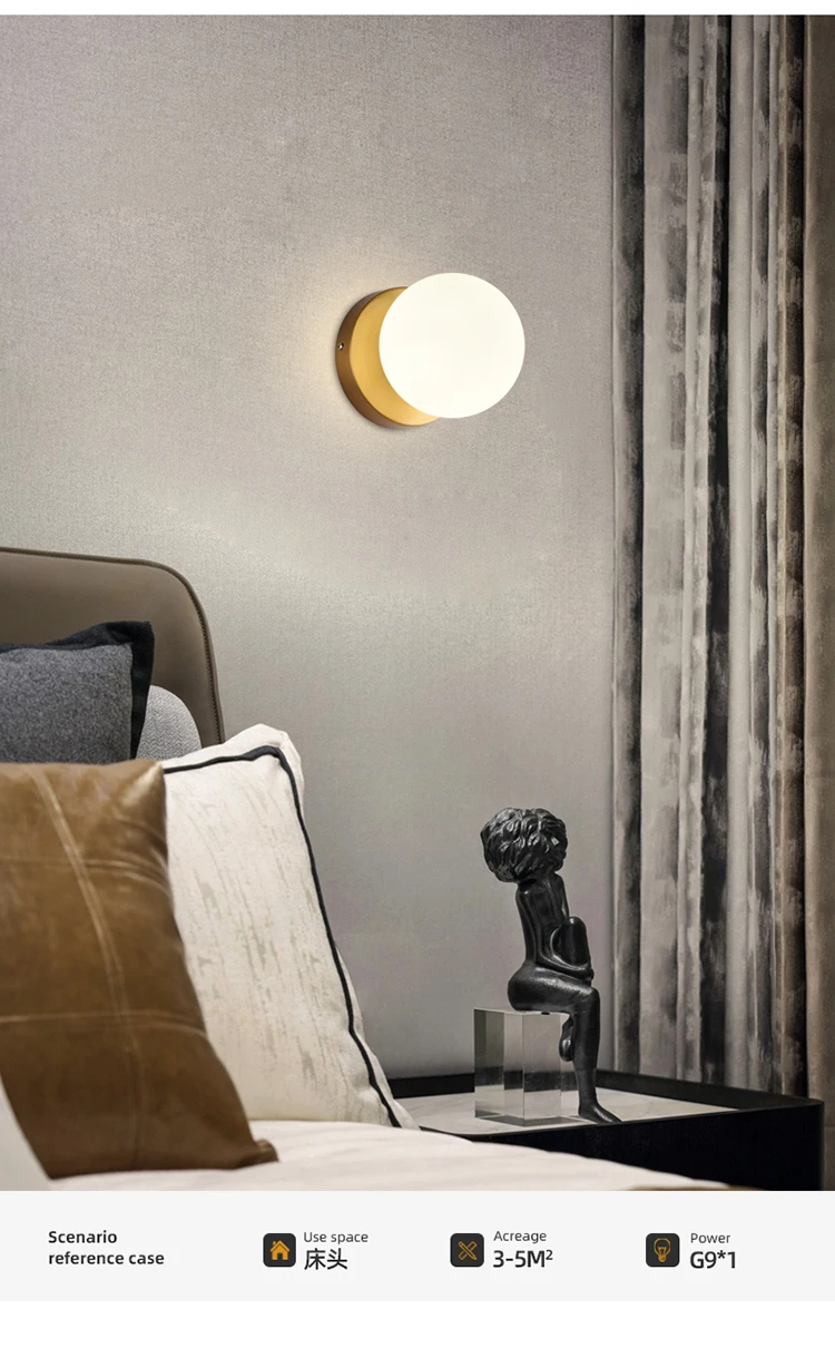 Simple Exquisite Bedroom Bedside Wall Lamp Fashion Multi-head Hotel Staircase Aisle Wall Light ...