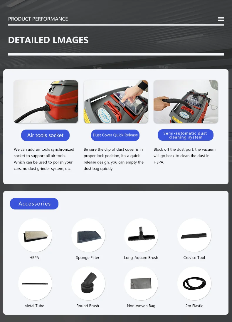 Sino-cleanvac 1600w Automatic Dust Shaking For Wall Grinding Machines ...