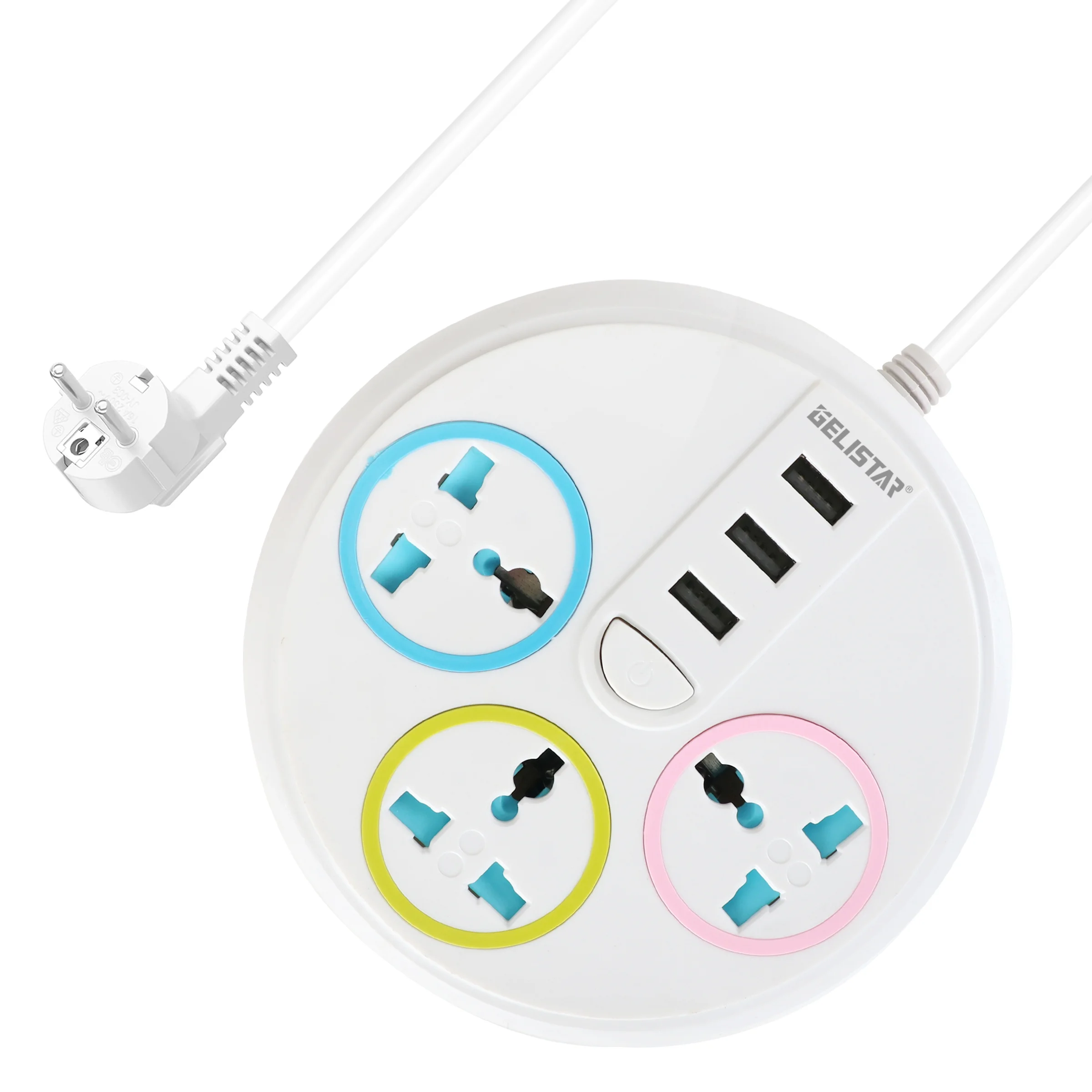 Round Universal Standard Colorful Power Extension Cord Electric Power ...