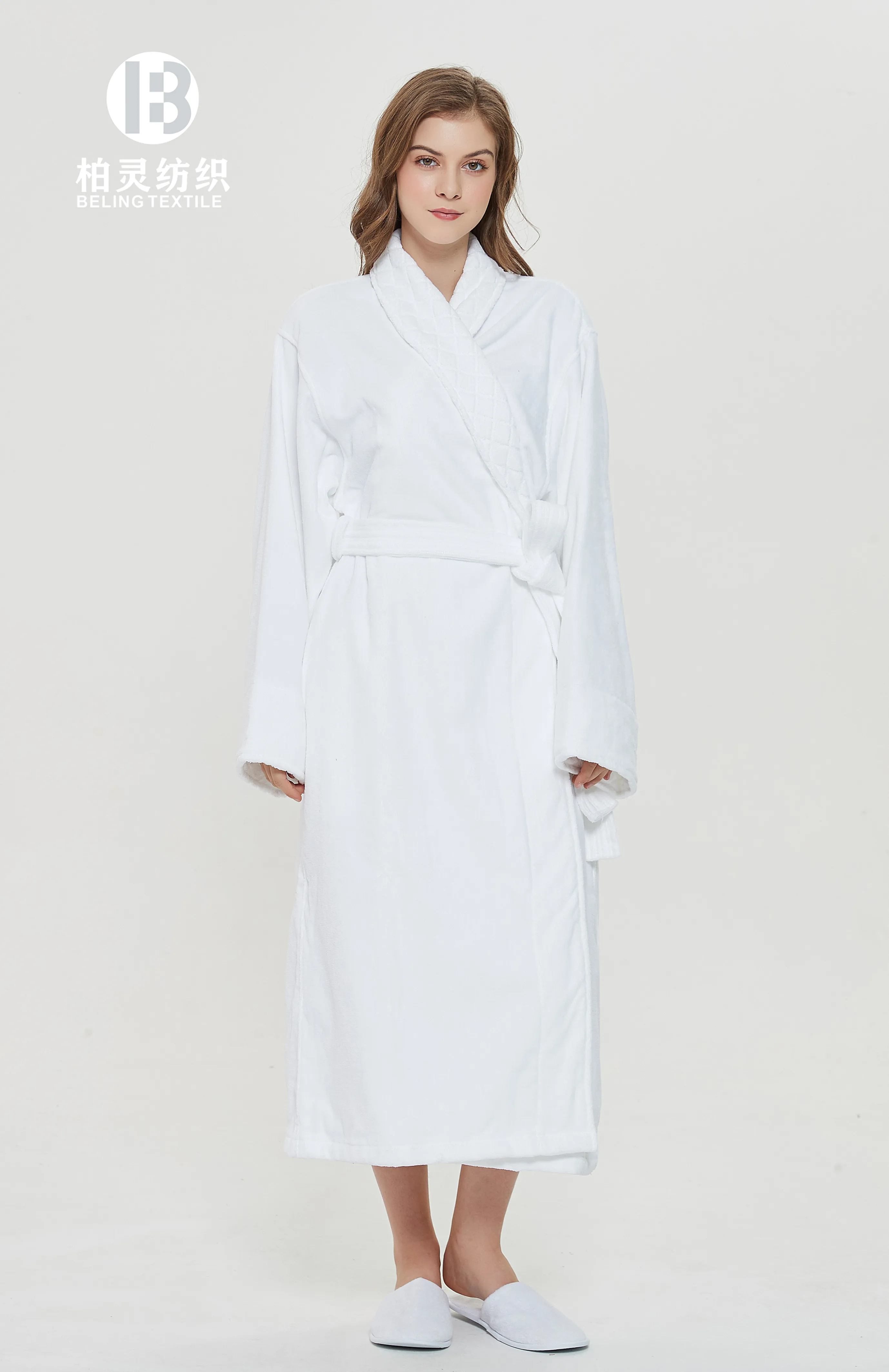 Wholesale Luxury Hotel White Velvet Bathrobe Terry Velour Spa Robe ...