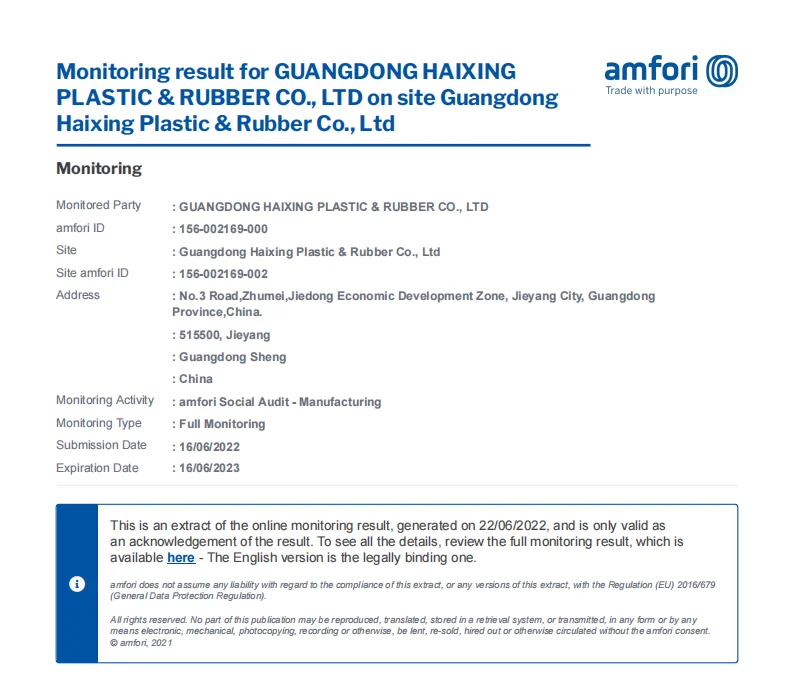 Guangdong Haixing Plastic & Rubber Co., Ltd.