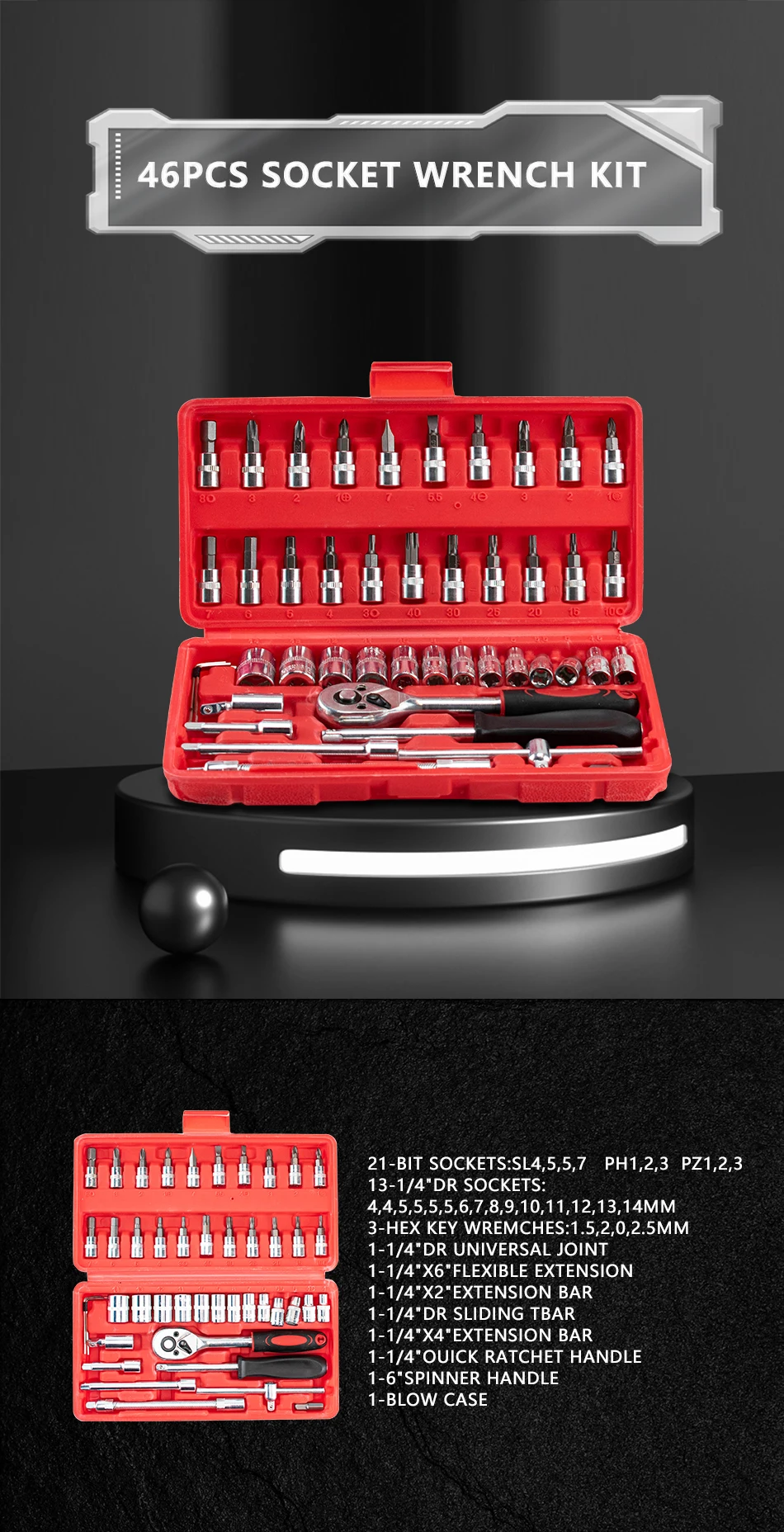 Herramientas Kit Box Werkzeugkoffer Screwdrivermechanical Hand 46 Pcs ...