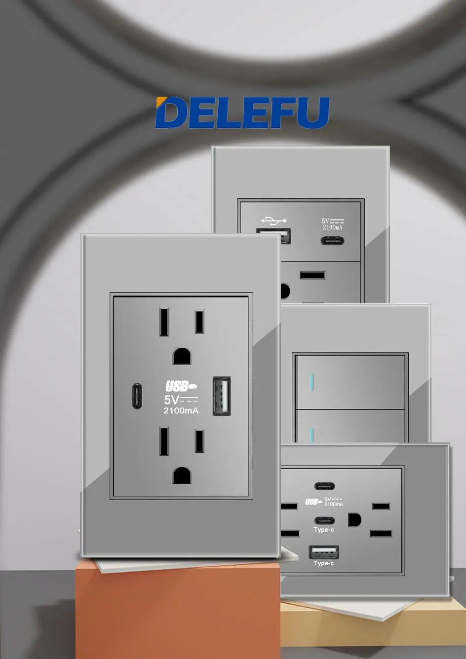 Delefu Gold Tempered Glass Usb Type C Us Standard Outlet Mexico Japan ...